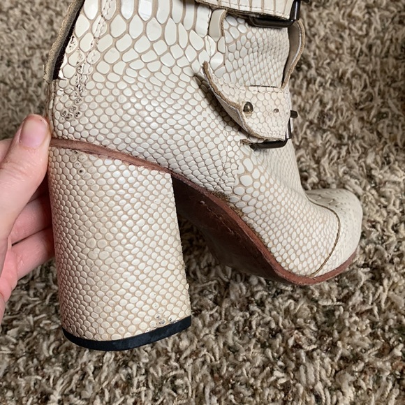 Freebird by Steven | Shoes | Freebird By Steven Joey White Snake Print Leather Boots | Poshmark
